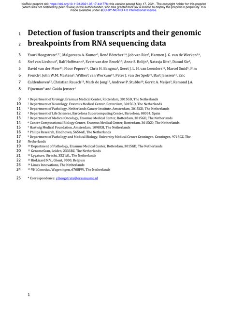 Pdf Detection Of Fusion Transcripts And Their Genomic Breakpoints