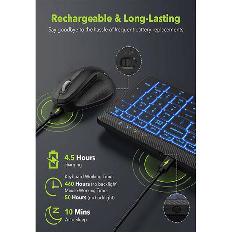 Rgb Backlit Silent Wireless Keyboard And Mouse Combo 2 4g Dual Mode Rechargeable Wireless