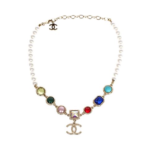 샤넬 2022 Ab8259 골드 멀티컬러 진주 목걸이 네크리스 초커 쵸커 미스코코