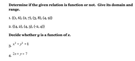 Solved Determine If The Given Relation Is Function Or Not Chegg Com