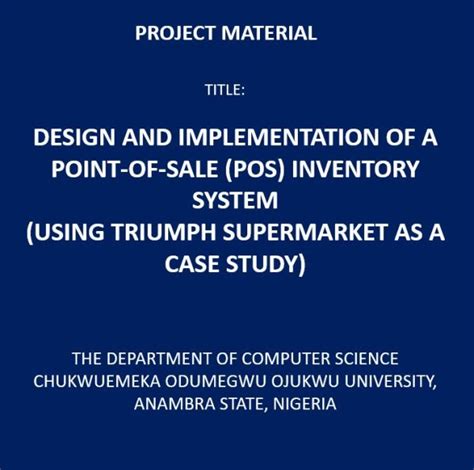Design And Implementation Of A Point Of Sale Pos Inventory System