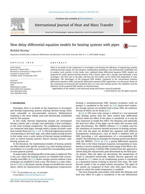 Pdf New Delay Differential Equation Models For Heating Systems With Pipes Dokumen Tips