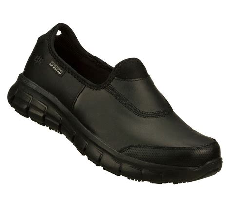 76536 Black Skechers Shoes Women Memory Foam Work Flex Relax Fit Slip