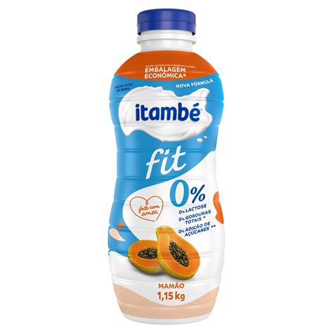 Iogurte Desnatado Mamão Zero Lactose Itambé Fit Garrafa 1 15kg
