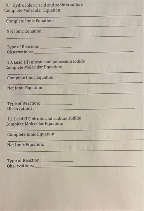 Solved 9 Hydrochloric Acid And Sodium Sulfide Complete