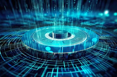 A Digital Coin Surrounded By Digital Data Streams The Concept Of
