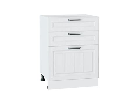Шкаф нижний с 3 мя ящиками Прага 600 Белое дерево Белый купить по низким ценам в интернет