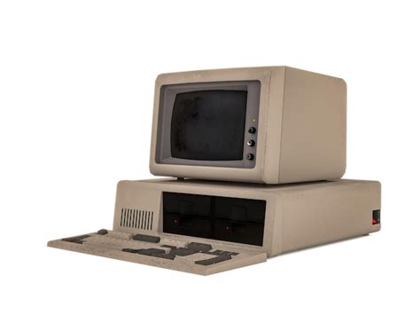 Premium Photo Vintage Desktop Pc With Keyboard Isolated On White Background 3d Rendering