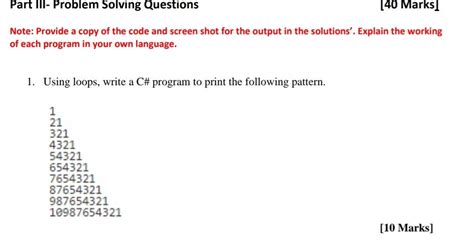 Solved Part Iii Problem Solving Questions 40 Marks Note