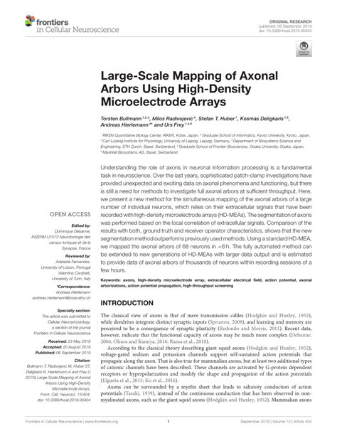 Pdf Large Scale Mapping Of Axonal Arbors Using High Density