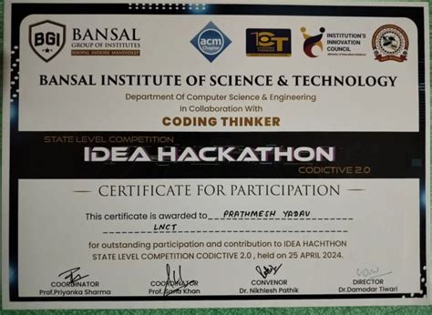 Prathmesh Yadav On Linkedin Hackathon Statelevel Certificates Achievement Coding Teamwork