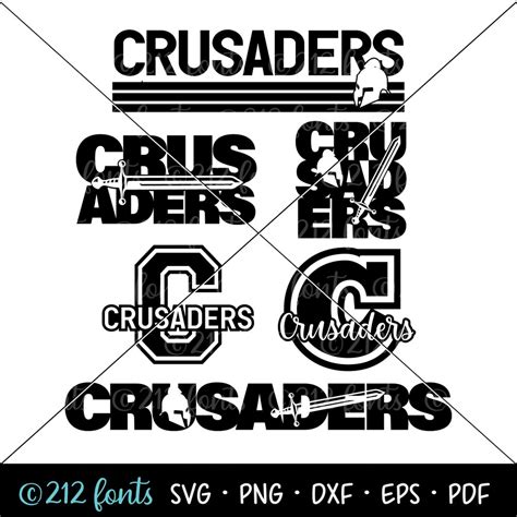Crusaders Mascot Svg Graphics Pack School Team Art Digital Download Etsy