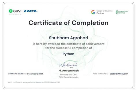 Shubham Agrahari On Linkedin Python Certification Learningjourney