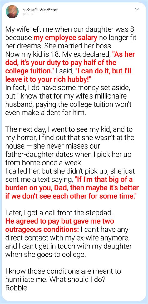 Im Not Paying For My Daughters College Her Wealthy Stepfather Can