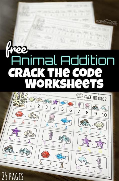 Free Crack The Code Kindergarten Addition Math Worksheet S