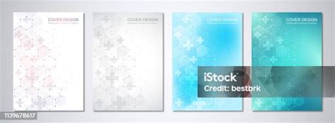 추상 육각형 패턴으로 표지 또는 브로셔 용 벡터 템플릿 의료 의료 기술 혁신 의학 과학에 대 한 개념과 아이디어 0명에 대한 스톡 벡터 아트 및 기타 이미지 Istock