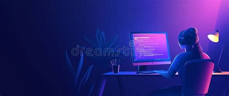 illustration of a programmer working at night stock illustration