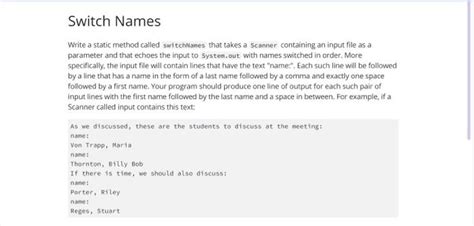 Solved Switch Names Write A Static Method Called Switchnames