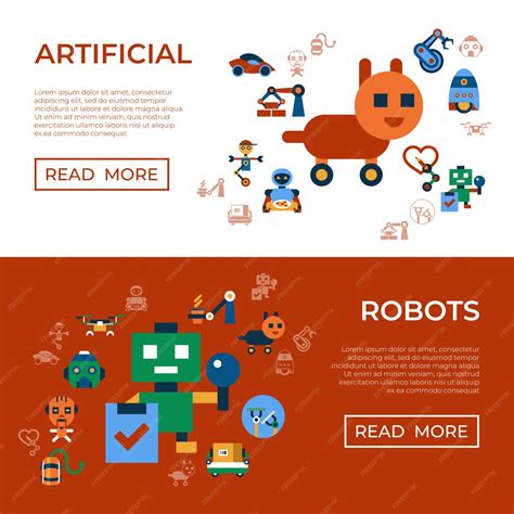 기계 자동화 및 인공 지능 로봇 아이콘 모음 프리미엄 벡터