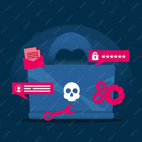 Premium Vector Vector Hand Illustration Cyber Security Hacker Hacked Laptop