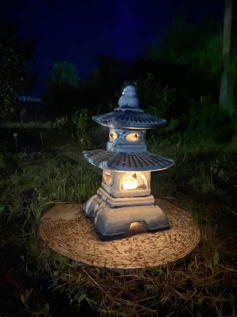 Садова фігура чорно сіра Погода скульптура Японський ліхтарик для декору саду ручної роботи 40