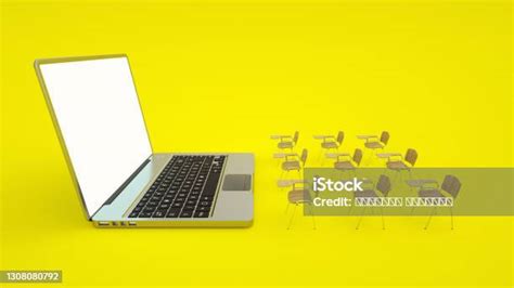 E러닝 온라인 교육 개념 학교 책상과 노트북 홈 검역 거리 학습 3d 일러스트레이션 교육 강좌에 대한 스톡 사진 및 기타 이미지 교육 강좌 네트워크 보안 인터넷