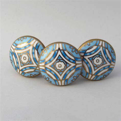 Art Deco Knob Blue Drawer Pull And Cabinet Knob Hooks And Knobs