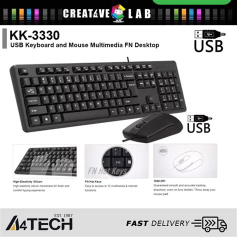 A4TECH USB Keyboard And Mouse KK 3330 Multimedia FN Desktop Lazada PH