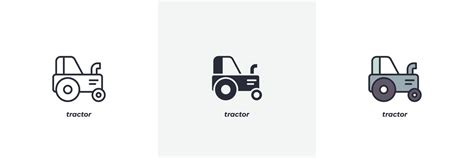Tractor Icon Line Solid And Filled Outline Colorful Version Outline And Filled Vector Sign