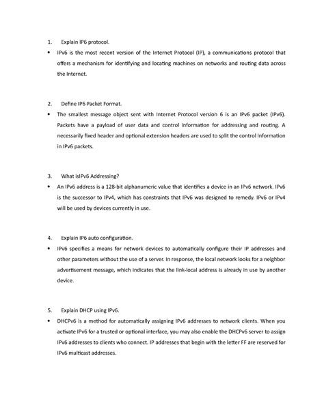 Doc9 Doc9 Explain IP6 Protocol IPv6 Is The Most Recent Version Of The Internet Protocol IP