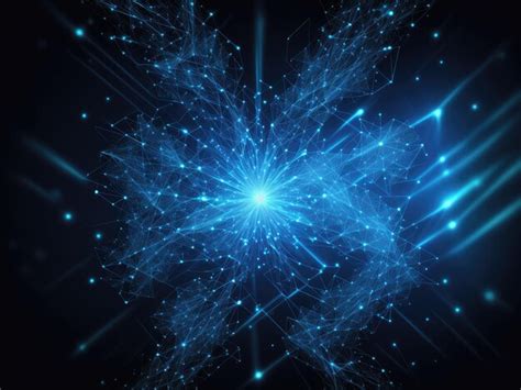Premium Ai Image Blue Abstract Background With A Network Grid And Particles Connected