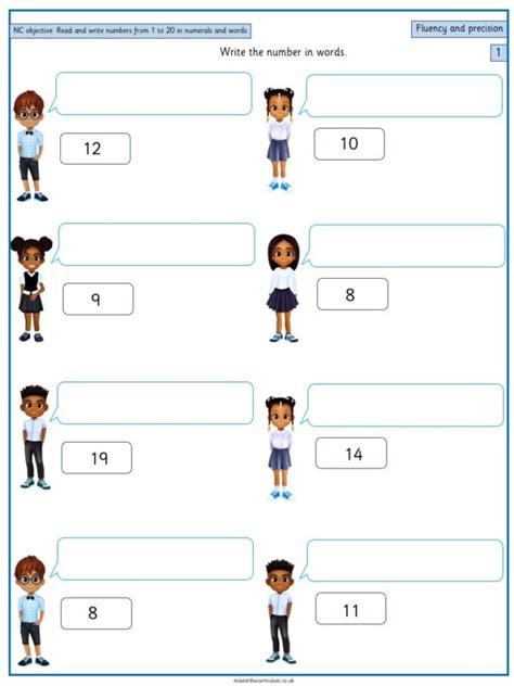 Year 1 Read And Write Numbers From 1 To 20 In Numerals And Words 1 Master The Curriculum