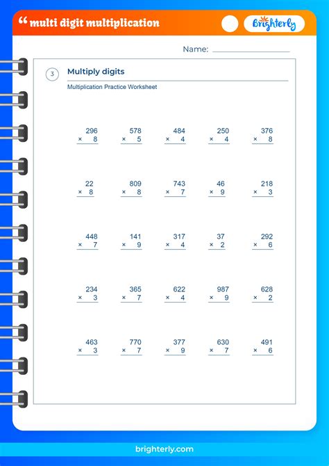 Multi Digit Multiplication Worksheets