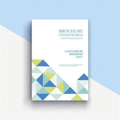 파란색과 녹색 삼각형이 있는 브로셔 표지 디자인 프리미엄 벡터