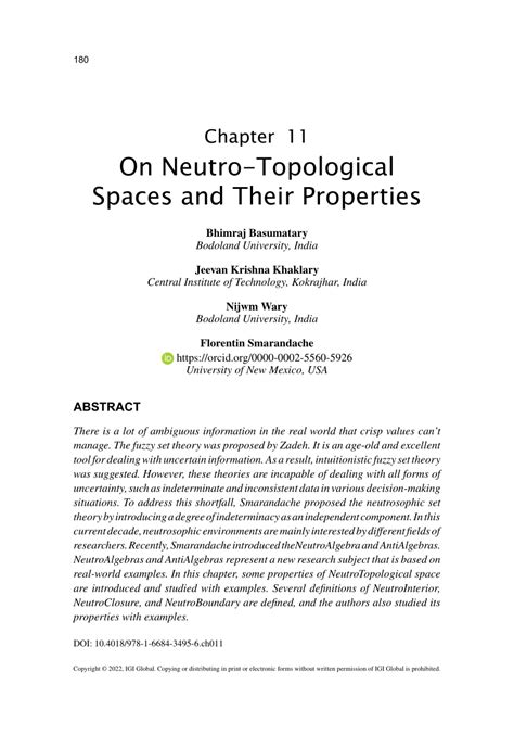 Pdf On Neutro Topological Spaces And Their Properties