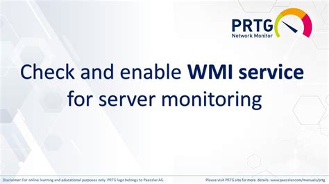 PRTG Monitor Check And Enable WMI Service For Server Monitoring YouTube