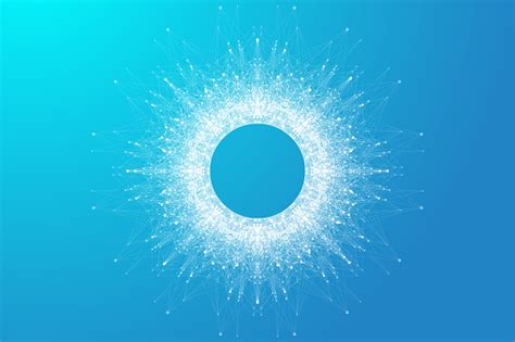 양자 컴퓨터 기술 개념 구 폭발 배경입니다 딥 러닝 인공 지능 빅 데이터 알고리즘 시각화 파도가 흐르고 있습니다 양자 폭발 벡터 일러스트레이션 개념에 대한 스톡 벡터 아트