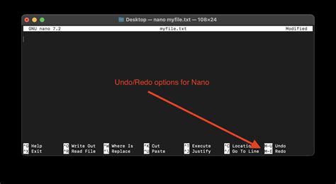 nano undo redo keyboard shortcuts code2care