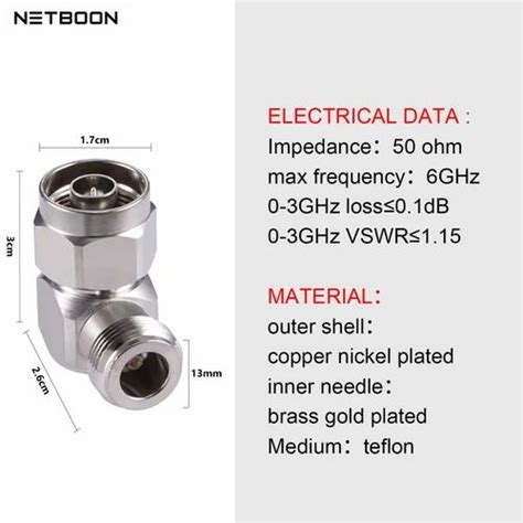 N Male To N Female RF Coaxial Connector N Type Right Angle Adapter 500 MHz Contact Material