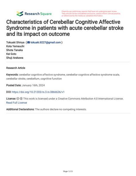 Pdf Characteristics Of Cerebellar Cognitive Affective Syndrome In