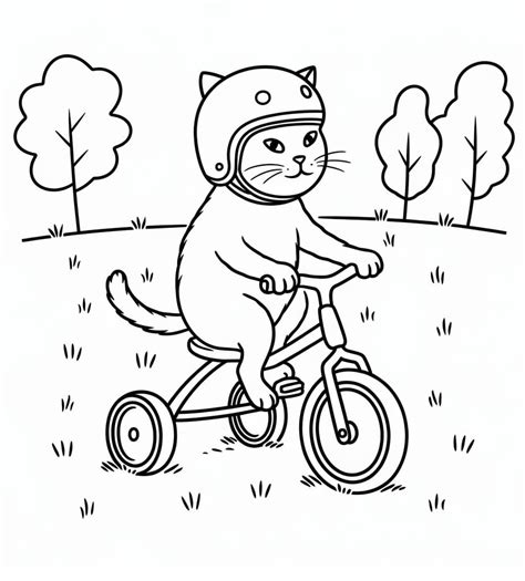 Cat On Tricycle Coloring Page Download Print Or Color Online For Free