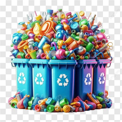재활용 병이 들어 있는 밝은 색상의 쓰레기통 더미 재활용 병이 들어 있는 밝은 색상의 쓰레기통 더미 친환경 실천과 재활용을 위한 노력을 나타냅니다 재활용 Png