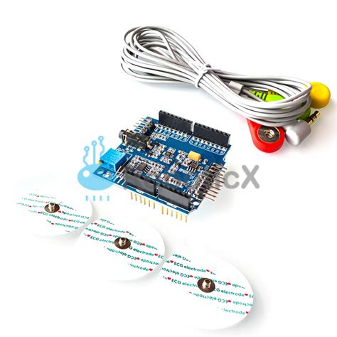 Ecgekgemg Shield With Cables And Electrodes For Arduino Roboticx
