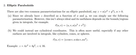 solved for each example state the parameterization that you
