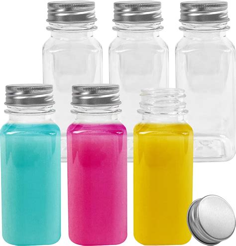 Srnrus Small Plastic Juice Bottles 4oz 6oz 8oz 6 Pack Reusable Clear Drink