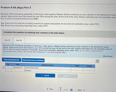 solved required information problem 6 5a algo calculate