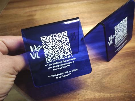 Blue Acrylic QR Table Tents Touchless Menu QR Stand Connect Wifi QR Table Signs Free