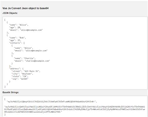 Vue Js Convert Json Object To Base64encode Javascript Example