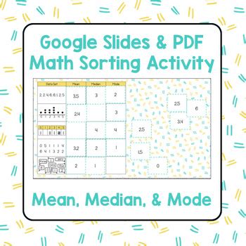 Mean Median And Mode Statistics Google Slides And PDF Math Sorting Activity
