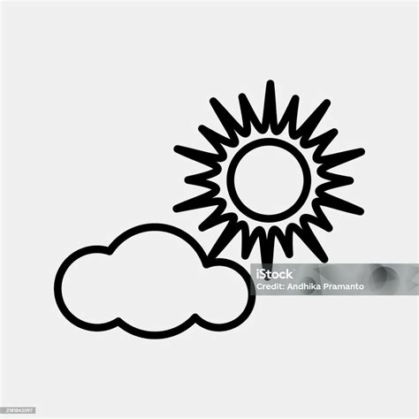 아이콘은 부분적으로 맑습니다 날씨 요소 기호입니다 선 스타일의 아이콘입니다 인쇄물 웹 스마트폰 앱 포스터 인포그래픽 로고 표지판